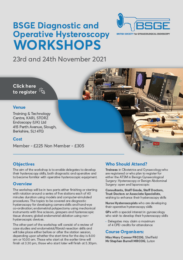 BSGE diagnostic and operative hysteroscopy workshops | BSGE